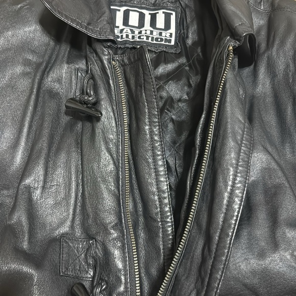Iou | Jackets & Coats | Vtg Iou Leather Toggle Zipper Black Leather ...